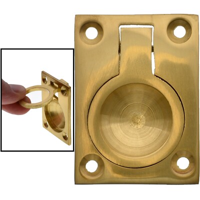 Flush Ring Pull Handle 50mm SOLID BRASS Cabinet Dresser Furniture Door ...