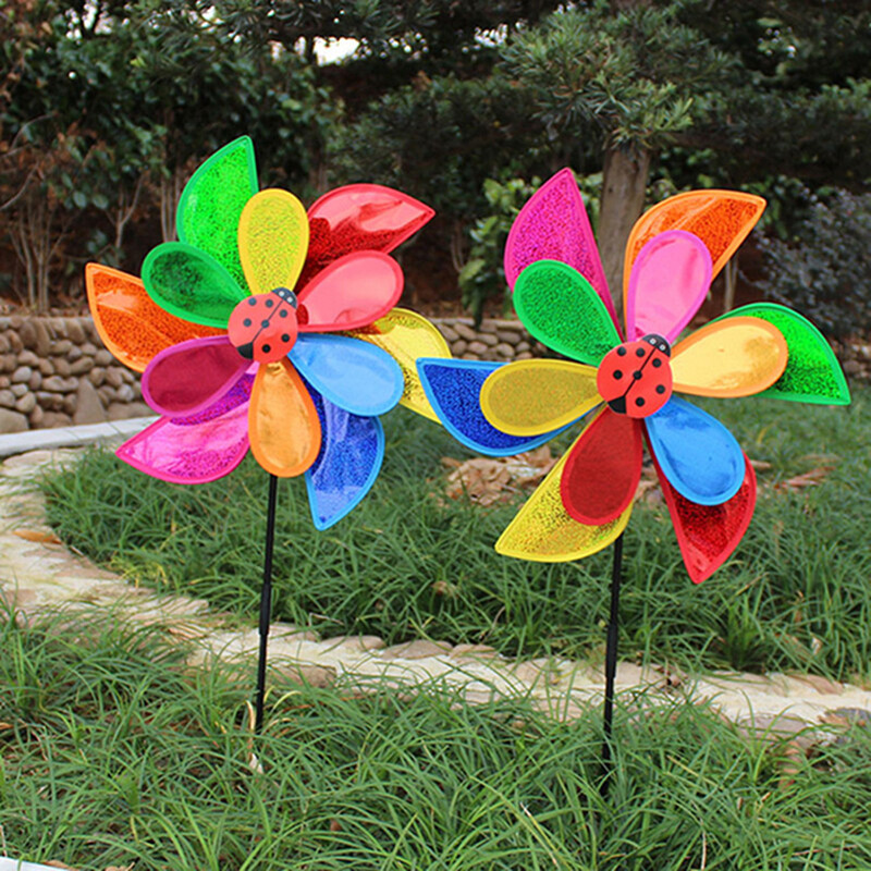 Double Layer Ladybug Windmill Wind Spinner Pinwheel Home Garden Yard ...