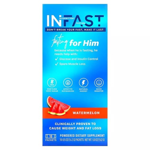 InFast, For Him, Fasting, Watermelon, 10 Packets, 0.5oz ea (14.2g) Exp ...