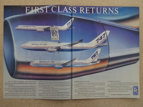 4/1988 PUB ROLLS-ROYCE BOEING 747-400 767-300 757-200 RB211-535E4 ...
