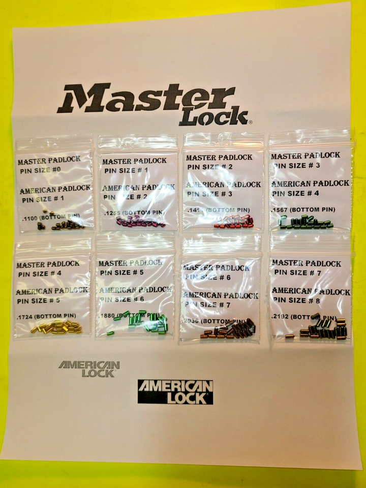 MASTER AMERICAN LOCK CYLINER REKEY SET KIT LOT COLORED & SERRATED PINS ...