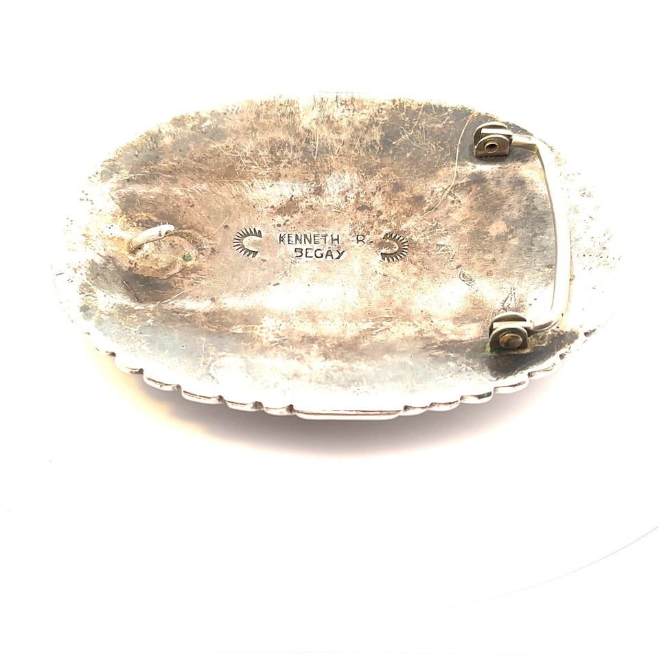 Kenneth R Begay Navajo Sterling Silver & Turquoise Cluster Oval Belt ...
