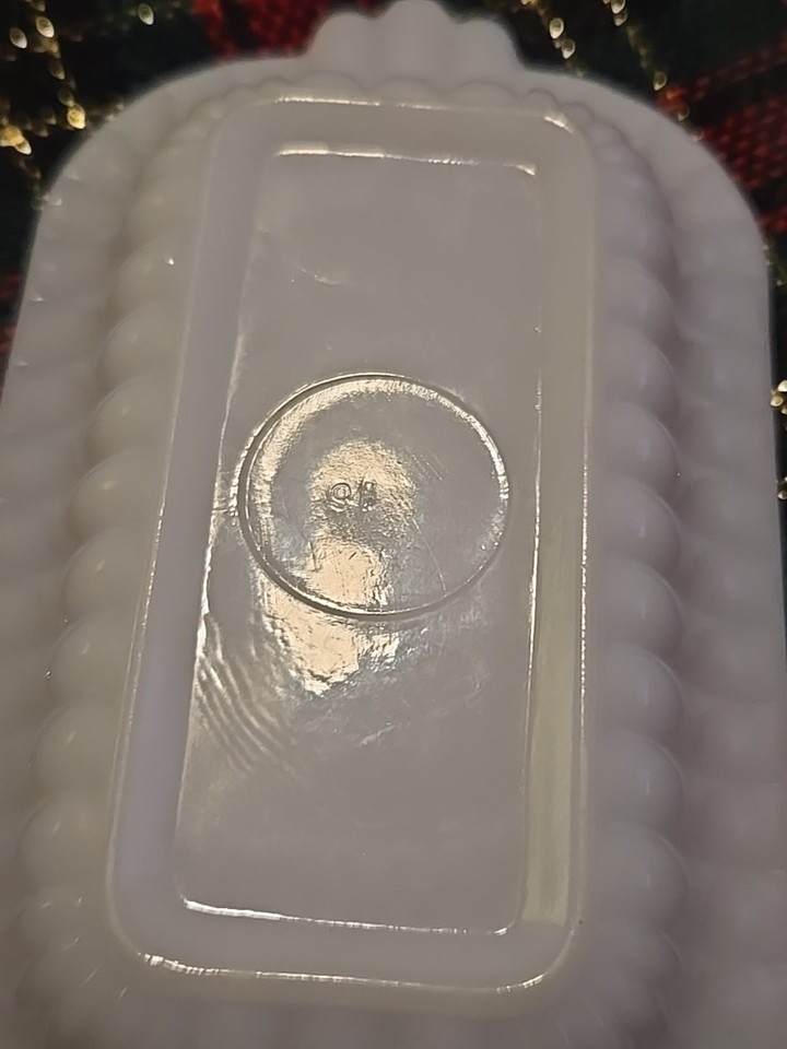 Vintage MINI BUTTER DISH Hazel Atlas WHITE MILK GLASS 1/2 Stick Plate ...