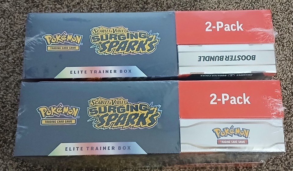 Pokémon Surging Sparks Elite Trainer Box & Booster Bundle Costco 2-Pack ...