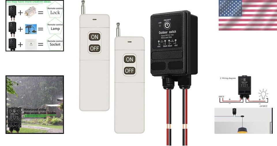 Waterproof Wireless Remote Control Switch, 4900FT Range | eBay