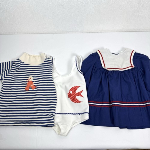 Vintage Lot Of Nautical Baby Clothes Swimsuit Dress Sailor Shirt 2T 3T ...