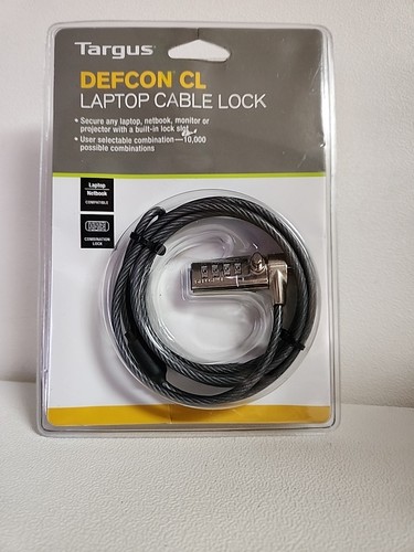 Targus Defcon CL Laptop Cable Combination Lock with Security Base Plate ...