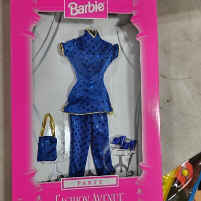 Barbie blue w gold trim mandarin collar capri set Party Fashion Avenue ...