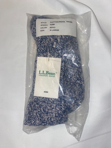 LL Bean Wool Cotton Ragg Tall Socks Navy Blue XL VTG USA Freeport Maine ...