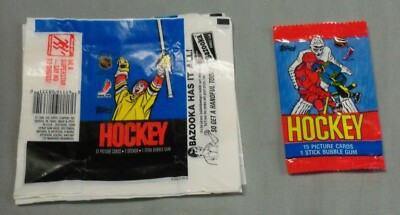 1984 and 1988, Topps, Hockey Wax Pack Wrappers (5), All Topps, Decent ...