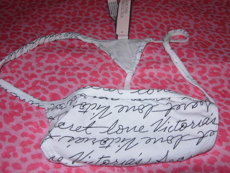 Victoria's Secret Sexy V-String G-String Skimpy Strappy VS Print LOGO M ...