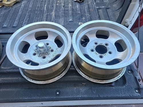 Pair 14x7 Shelby Cal 500 Aluminum Mag Slot Wheels 5 X 4.75" Chevy Buick ...