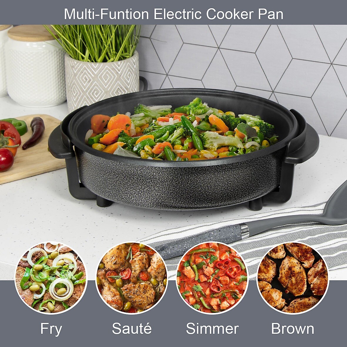 Electric Multi-function Cooker Small Area Caravan Cooking Camping 40cm ...