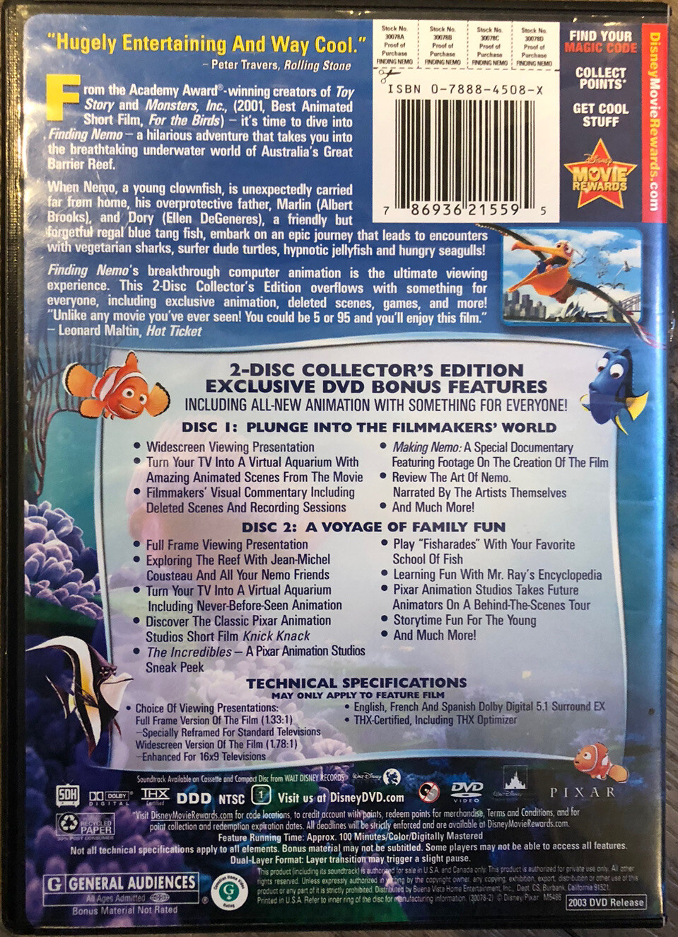 Finding Nemo (Two-Disc Collector's Edition) - DVD - VERY GOOD ...