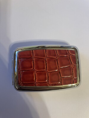 Retro Red Faux Croc Silver Rectangle Pill box w/ 2 Compartments | eBay