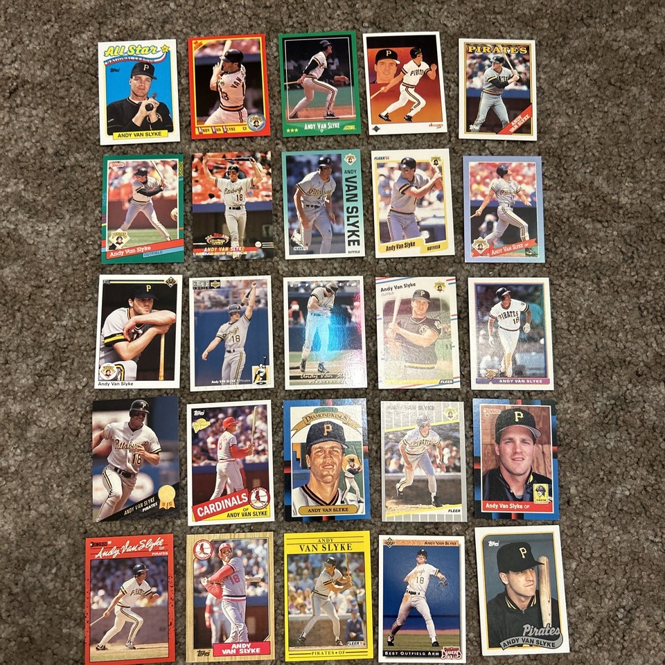 Andy Van Slyke 25 baseball card Lot various years brands MLB Pirates ...