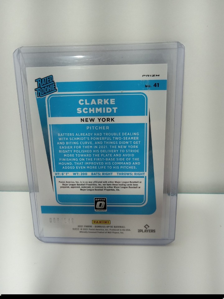 2021 Donruss Optic Clarke Schmidt Black Stars Prizm Rated Rookie RC #008/149 | eBay