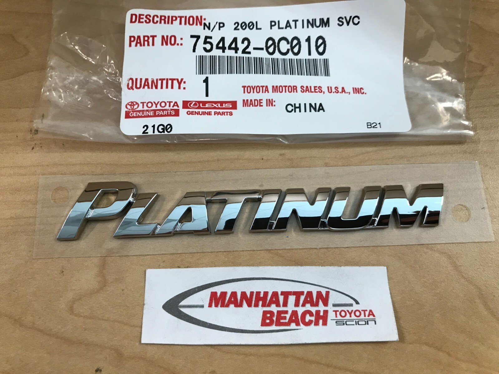 GENUINE TOYOTA PLATINUM CHROME Emblem 75442-0C010 OEM NEW! WILL FIT ANY ...