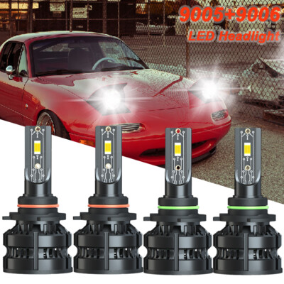 For 2001-2005 Mazda Miata MX5 LED Headlight Bulb Kit High Low Beam 4PC ...