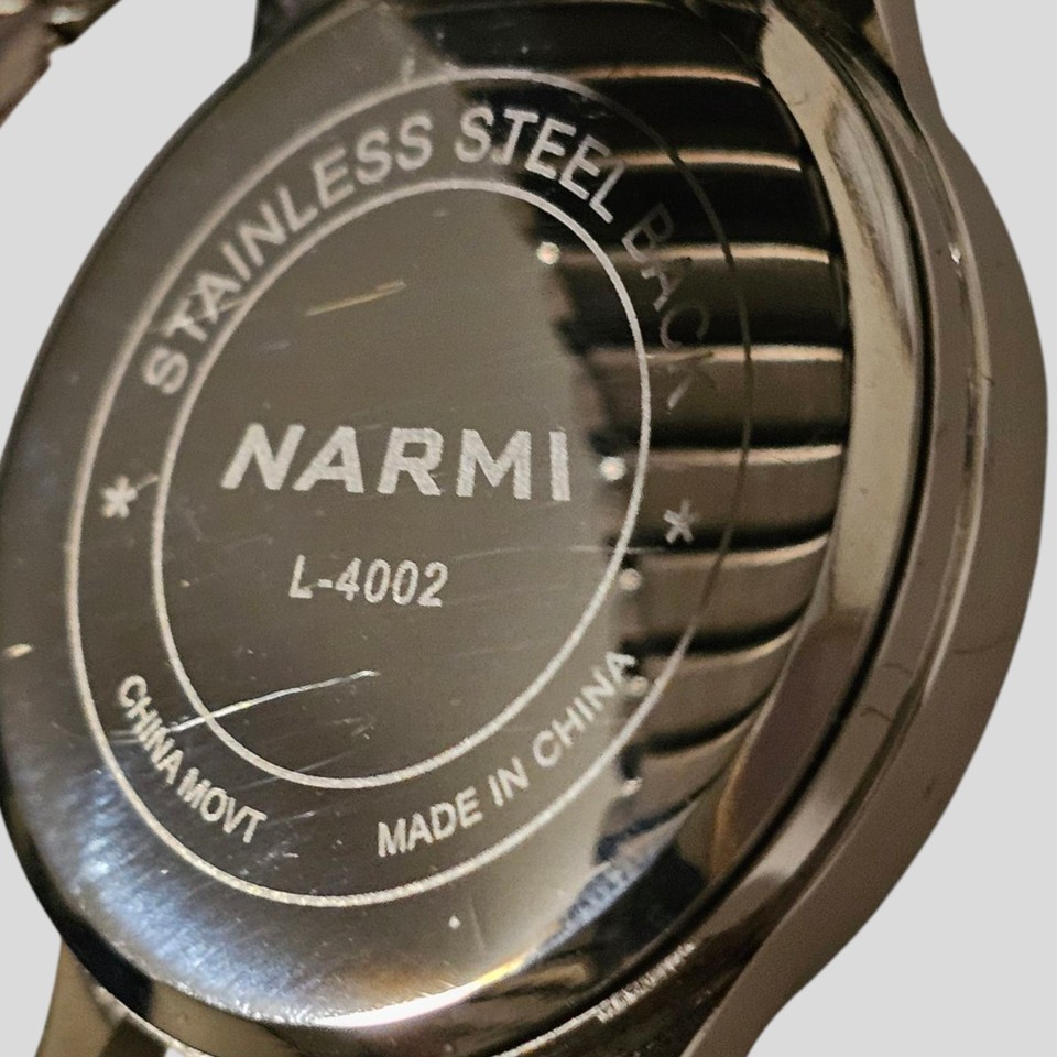 Narmi Men's Silver Watch L-4002 Large Face Quartz Stretch Band Easy ...