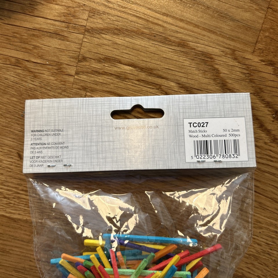 Trimits Groves 500 x Wooden Match Sticks Assorted Colour 50mmx2mm | eBay