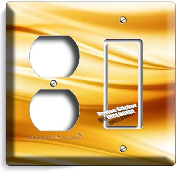 GOLDEN CARAMEL WAWY HUES LIGHT SWITCH PLATE OUTLET BEDROOM LIVING ROOM ...
