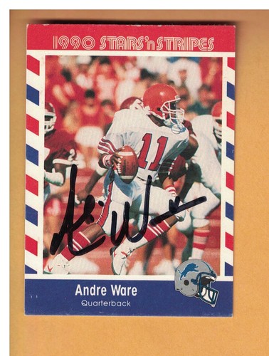 Andre Ware Autographed 1990 Stars'n Stripes Rookie Card Signed DETROIT ...
