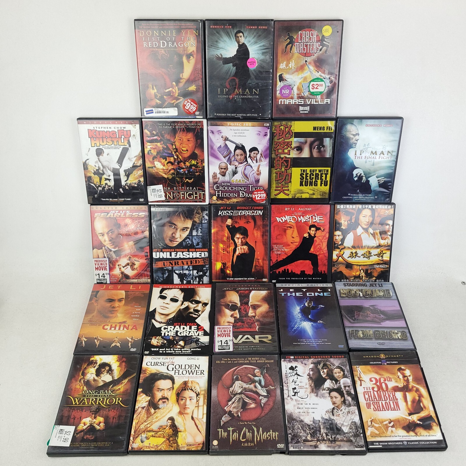 Lot 23 Martial Arts DVDs Jet Li Donnie Yen Michelle Yeoh Chow Yun Fat Tony Jaa | eBay