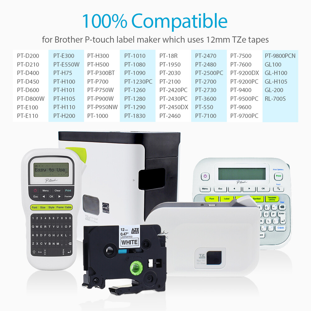 Compatible Brother TZ Tze Label Tape Printer P-Touch Laminated 18mm ...