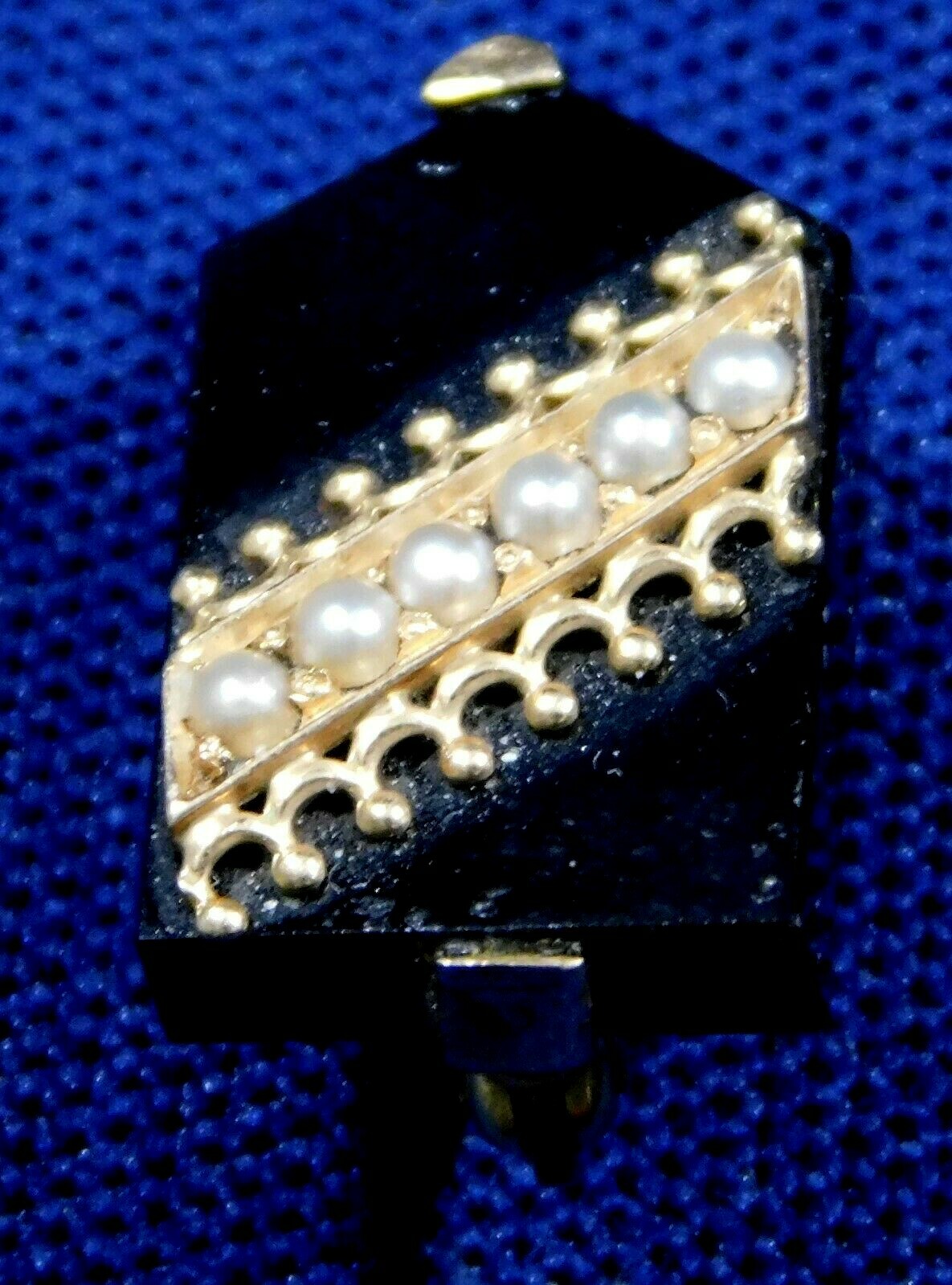 ANTIQUE 14K GOLD Tiny PEARLS ONYX Slab HAND ASSEMBLED… - Gem