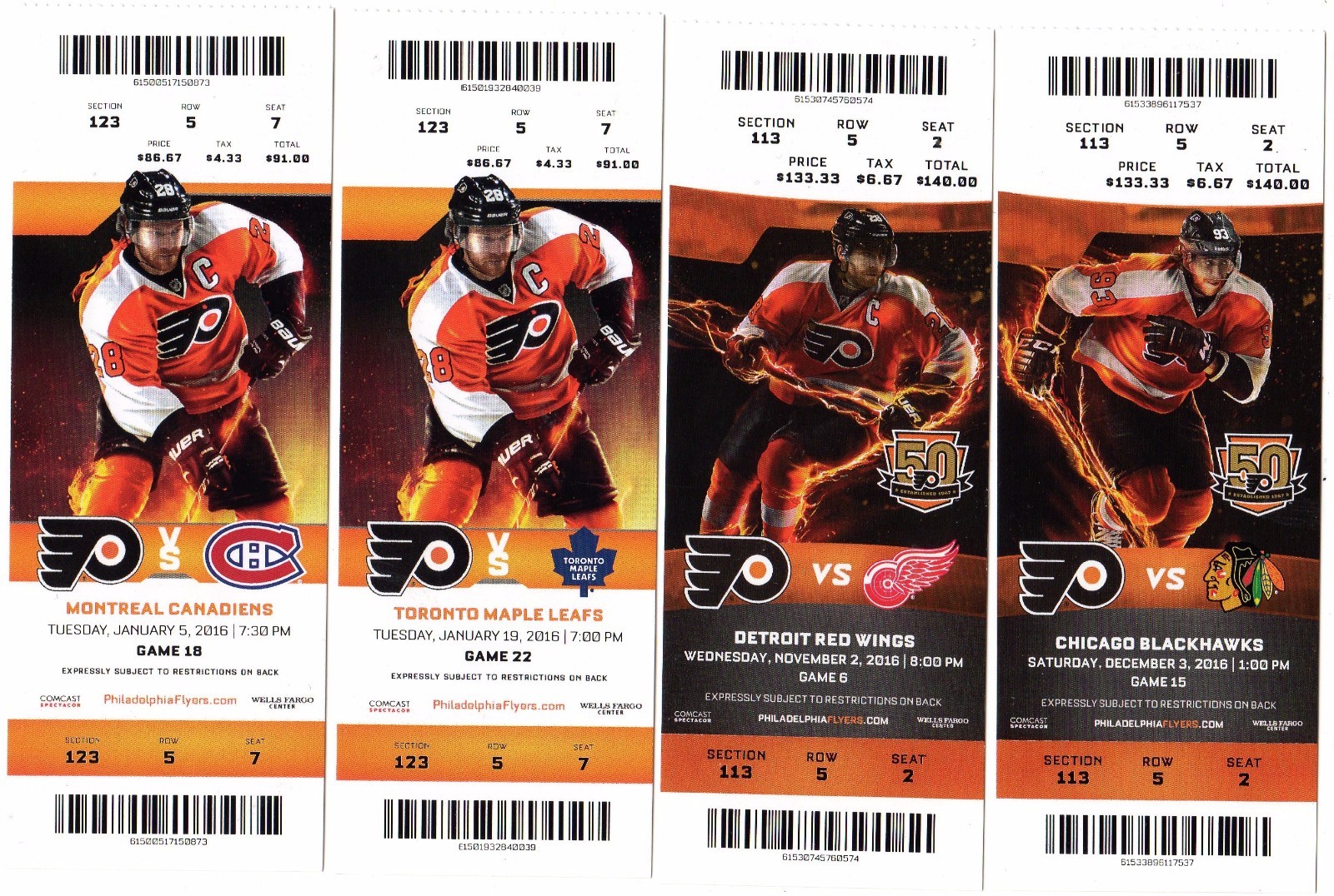2015 2016 2017 PHILADELPHIA FLYERS - FULL TICKET STUB - PICK ONE | eBay