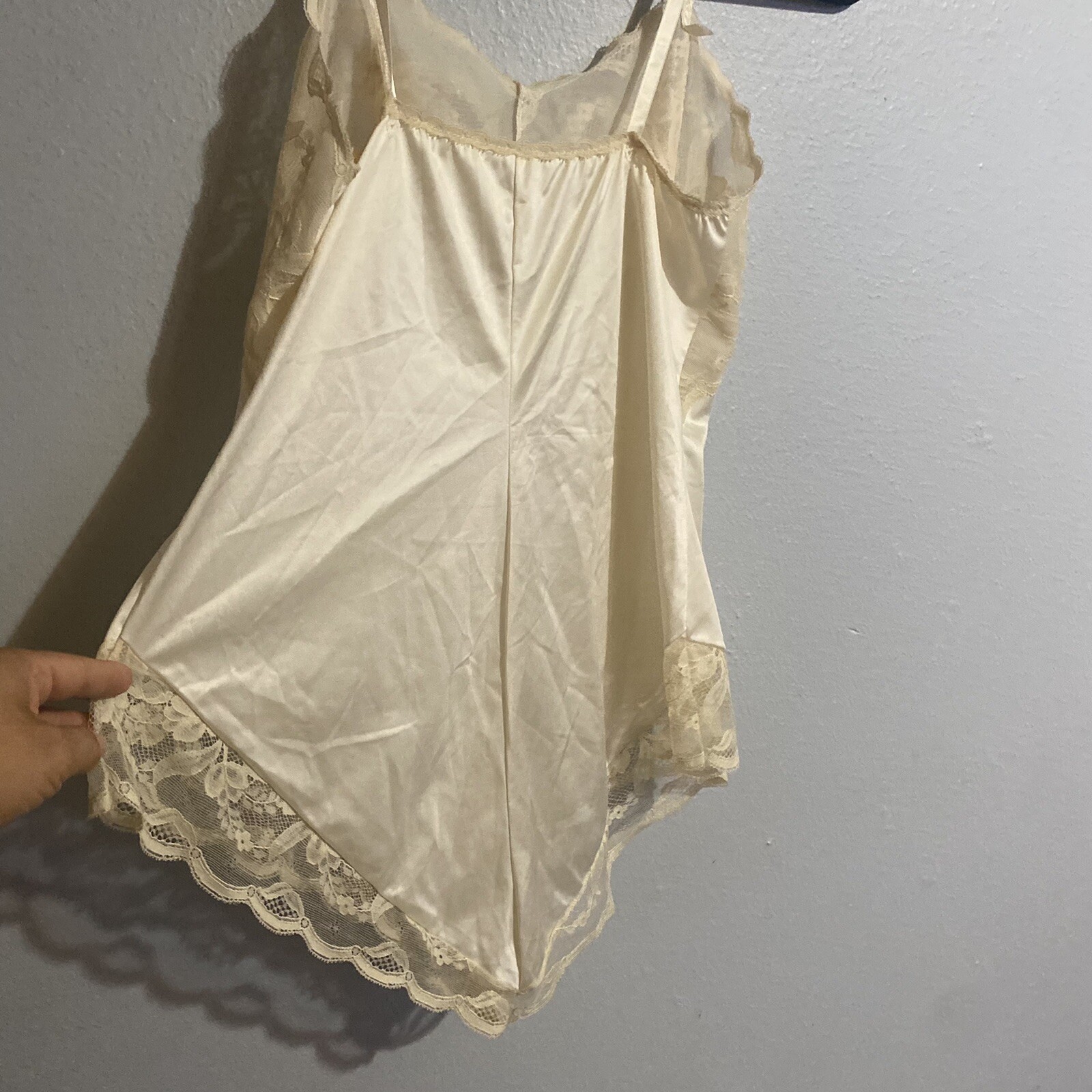 Vintage WONDER MAID Satin NYLON Romper BODYSUIT Teddy LACE Chiffon ...