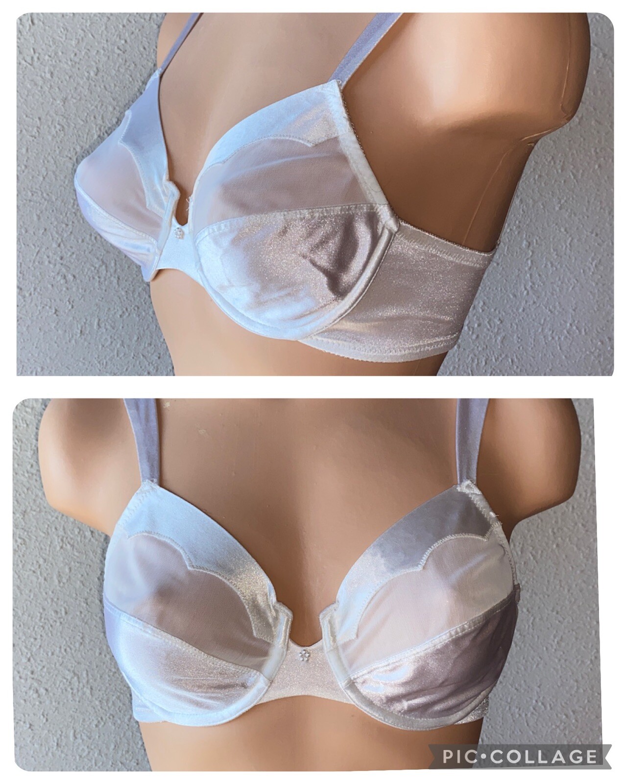 Vintage Enhance Satin Wet See Thru Sexy Lingerie White Lace Underwire 36 B BRA | eBay