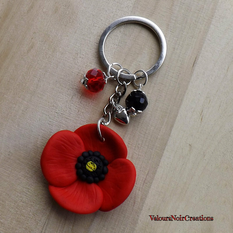 Portachiavi fiore papavero in fimo primavera estate rosso regalo poppy ...