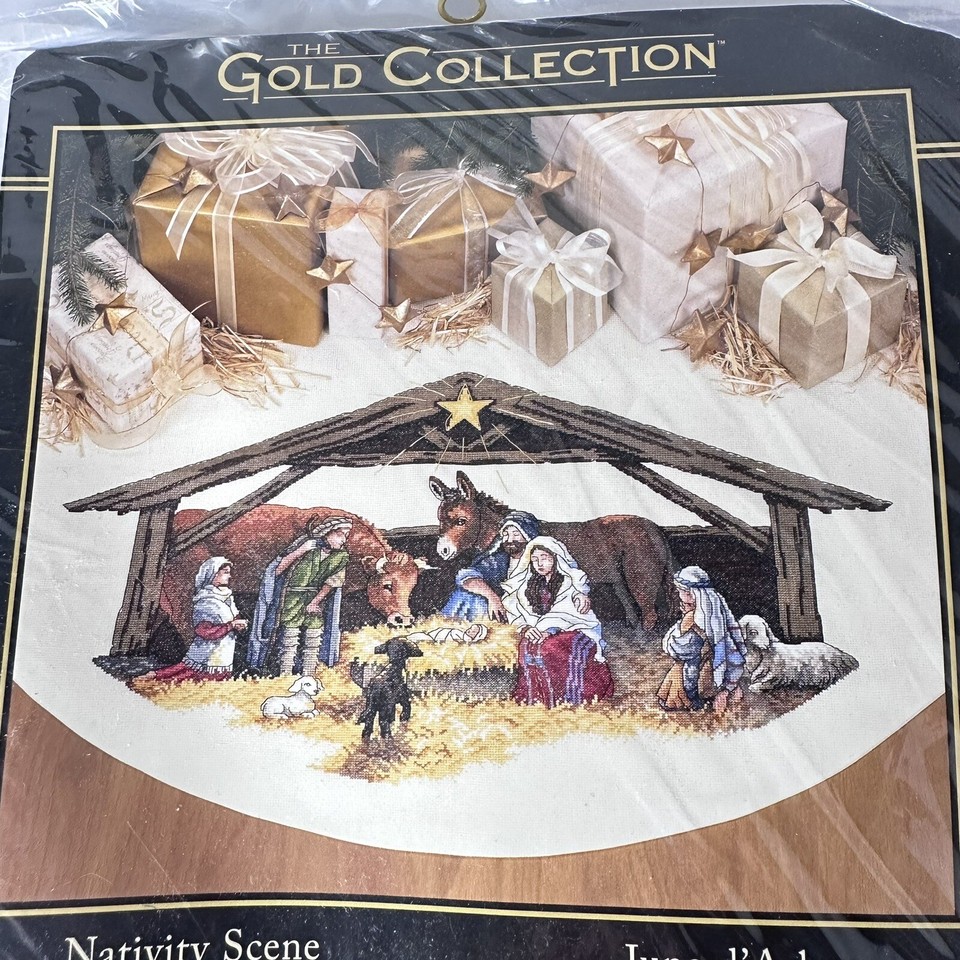 Dimensions Gold Collection Cross Stitch Nativity Scene Christmas Tree ...