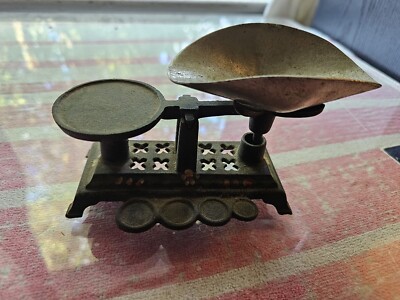 Vintage Small Mini Cast Iron Balance Scale | eBay