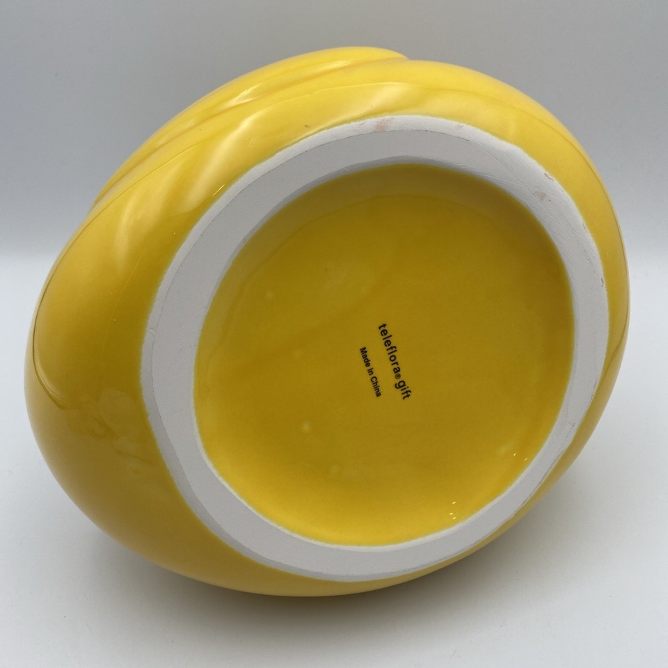 Teleflora Large Yellow Duck Ceramic Planter Vase Just Ducky W White Hat ...