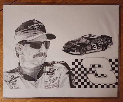 Dale Earnhardt 16" x 20" Sketch by Jim Montgomery 2001 In Protective ...