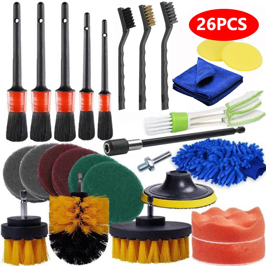 26PCS Car Cleaning Kit Auto Interior Exterior Detailing Brush Pro ...