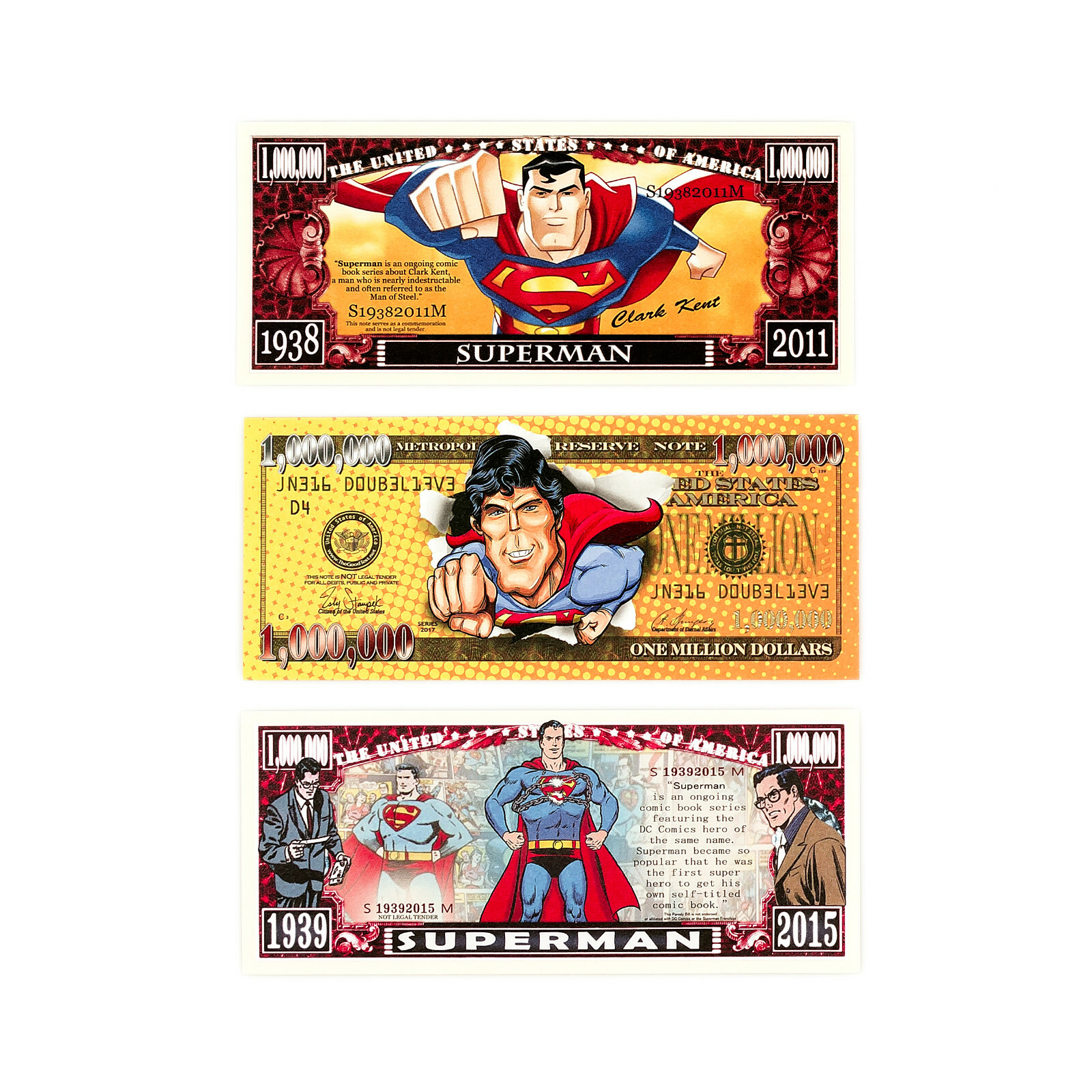 Set of 3 diff. Superman fantasy paper money | eBay
