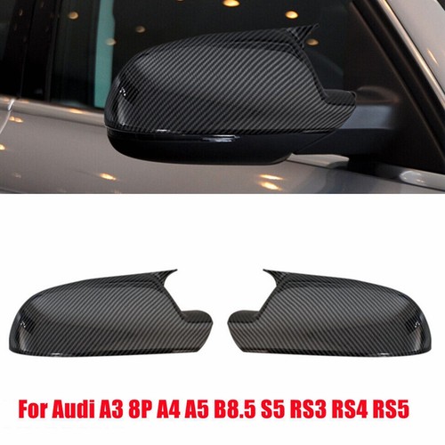 Carbon Look Side Wing Mirror Cover Caps For Audi A3 8P A4 A5 B8.5 S5 ...
