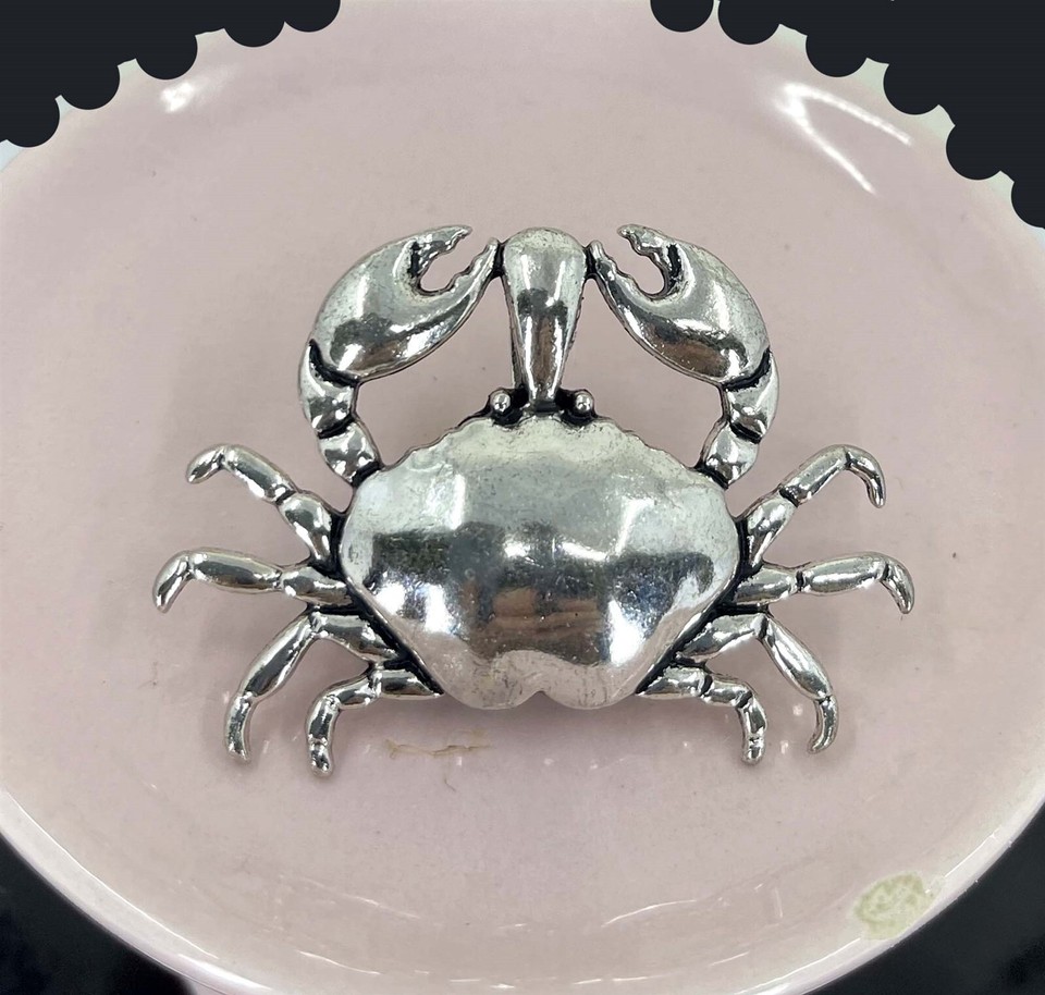 Large Crab Antique Silver Pewter / Alloy Pendant Crusty Crustacean ...