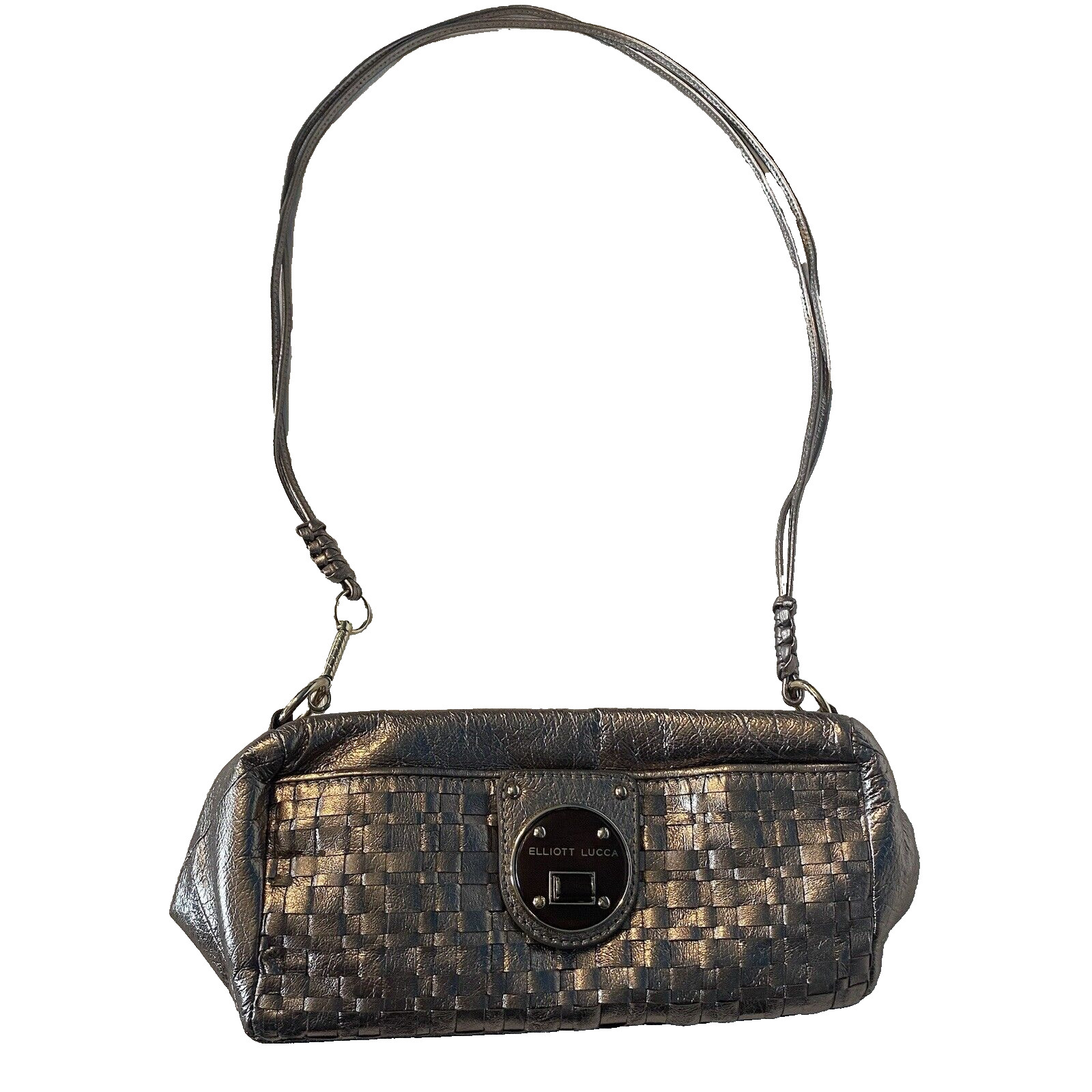 Elliott Lucca Gold Metallic Braided Leather Crossbody… - Gem