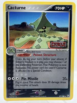 Cacturne 27/108 EX Power Keepers Reverse Holo Rare Stamped Pokemon TCG ...