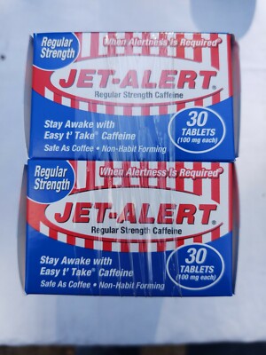 2 boxes Jet Alert 100mg Caffeine Tablets Regular Strength 60 count exp ...