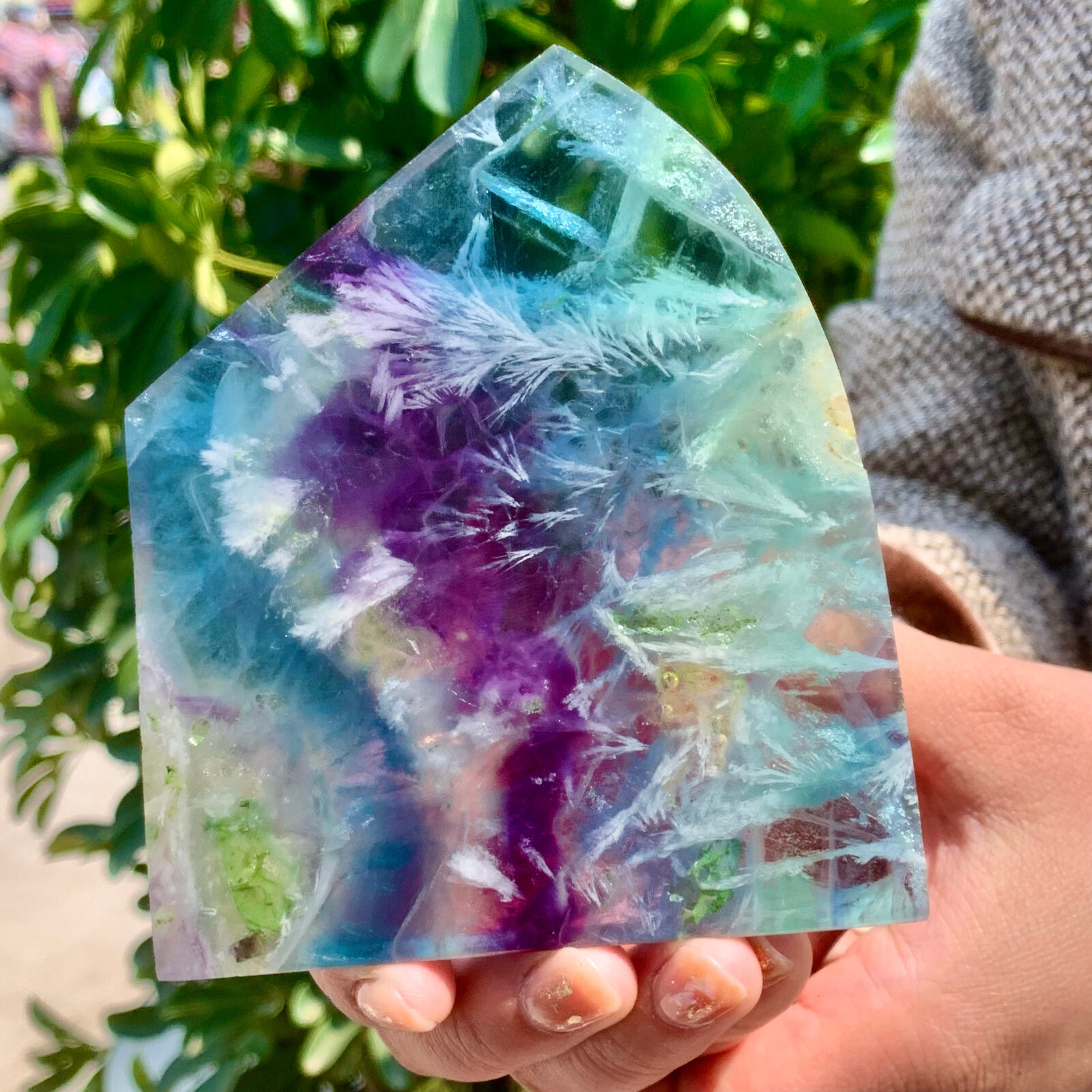 277G Rare natural snowflake feather fluorite crystal Rough stone ...