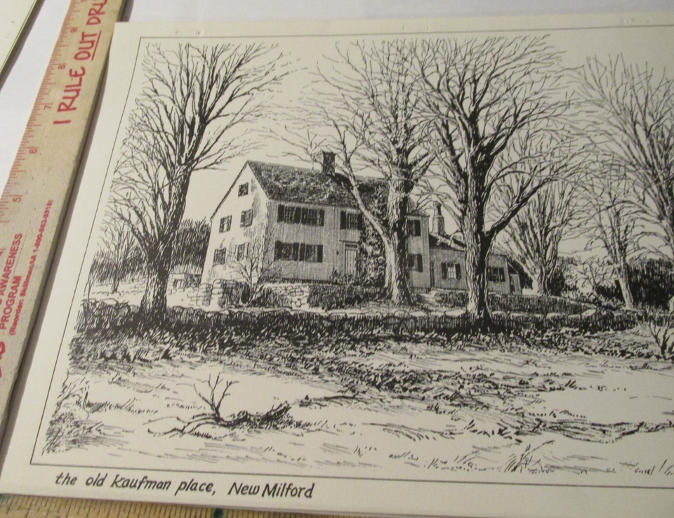 ART Line Drawing 1970 Samuel Manning Camden Maine Old Kaufman Place New ...