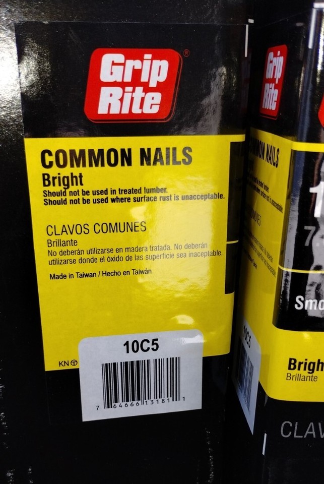 5LB 10d Nails Grip-Rite 10C5 3" Bright Steel Smooth Shank Common 5 lb ...