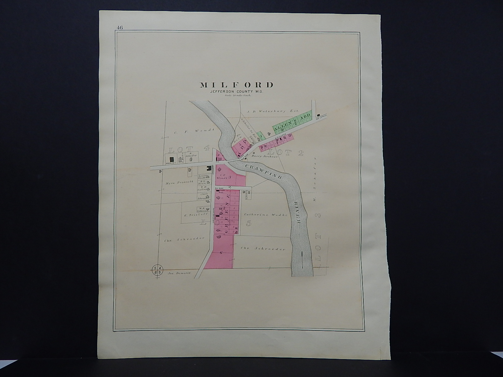 Wisconsin Jefferson County Map 1899 Hubbleton Piperville Milford K19#06 ...