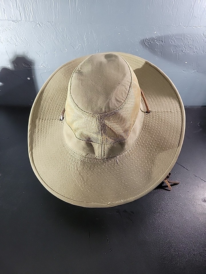 DPC Dorfman Pacific Co. Mesh Vent Wide Brim Cotton Hat Leather Strap ...